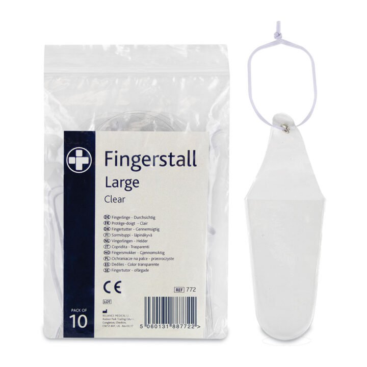 Finger Stall Large Clear Pack of 10 | SkillBase First Aid